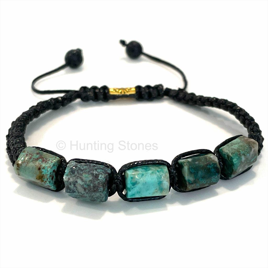 African Turquoise Natural gemstone bracelet - slide adjustable 16.5 ...