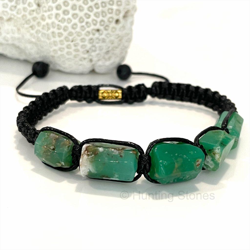 Natural Australian Jade Chrysoprase Bracelet - Slide Adjustable 16.5 to ...