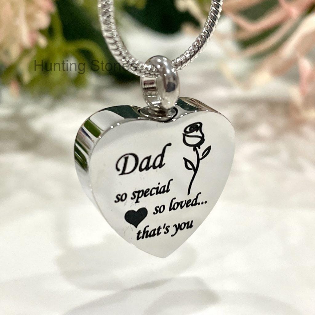 So Loved Dad Heart Memorial Cremation Ashes Urn Pendant Necklace ...