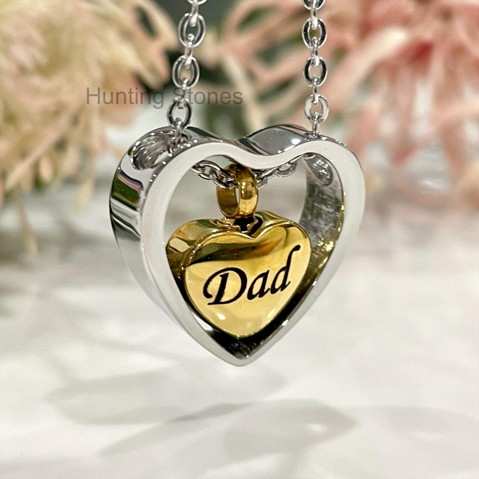 Dad Floating Heart Memorial Cremation Ashes Urn Pendant Necklace ...