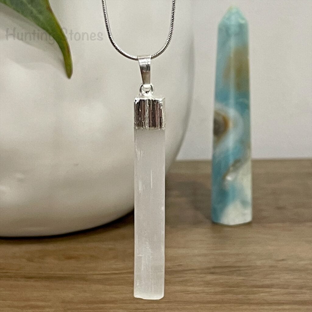 Stunning Selenite Crystal Necklace - 50 to 59mm Sticks - Purify and ...